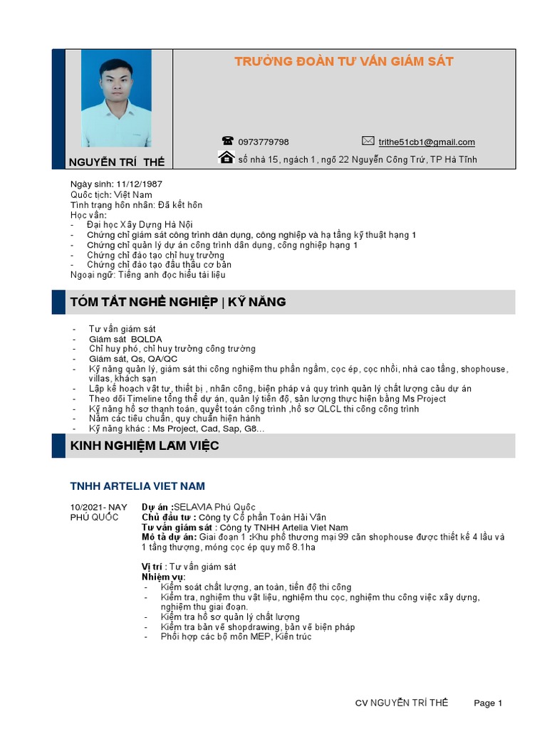 CV - Truong Doan TVGS - Nguyen Tri The | PDF