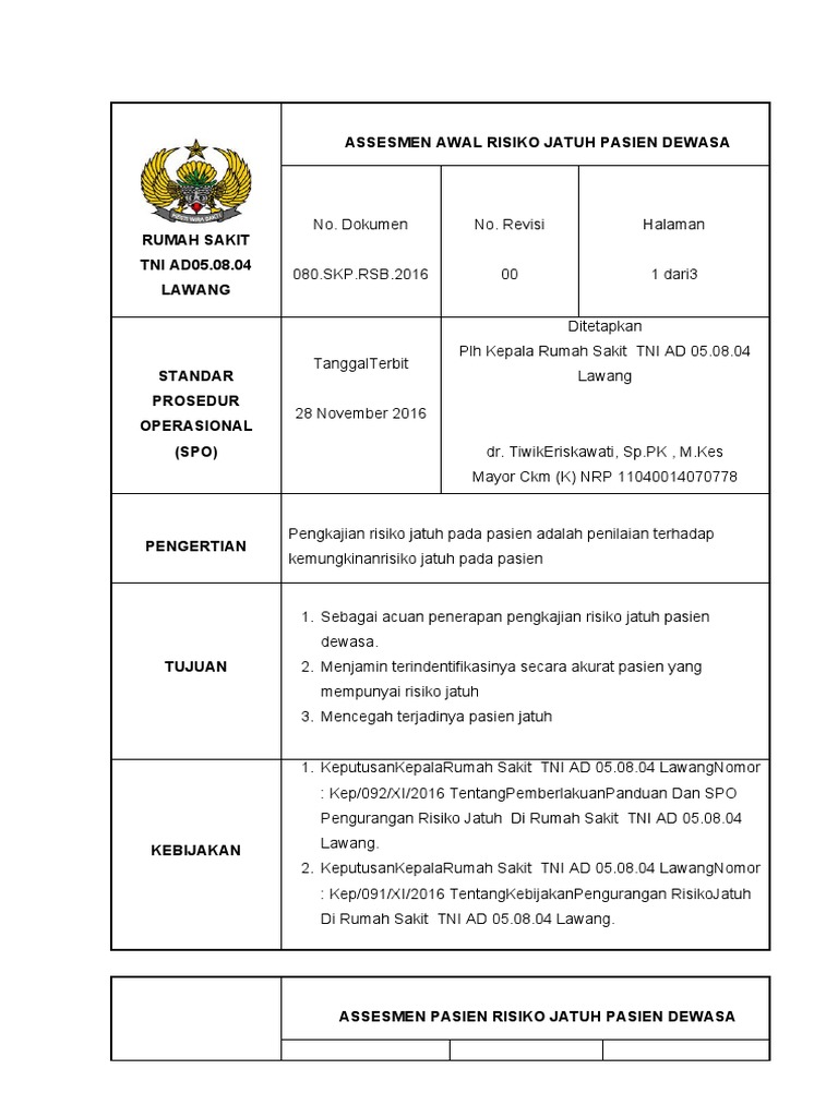 Asesmen Awal Risiko Jatuh | PDF