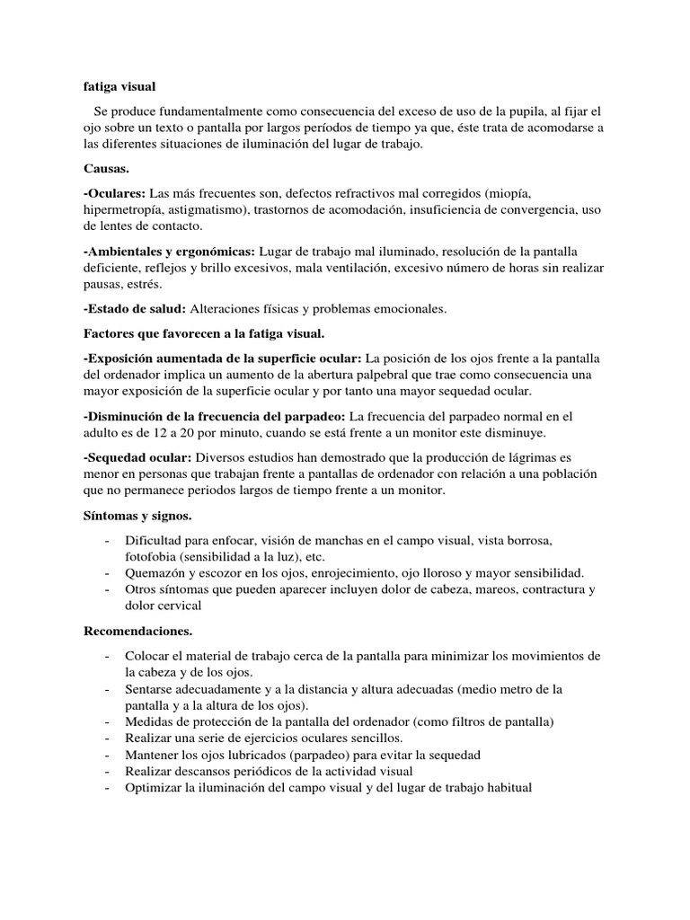 Fatiga Visual JK | PDF | Ojo humano | Sistema visual