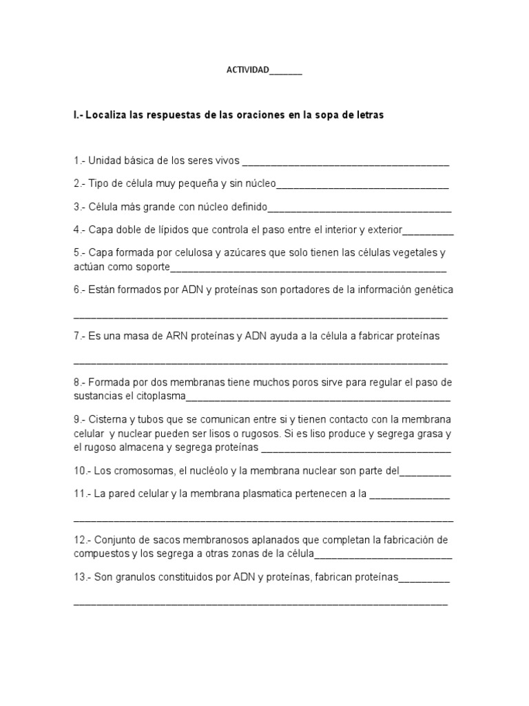 ACTIVIDAD Celula | PDF