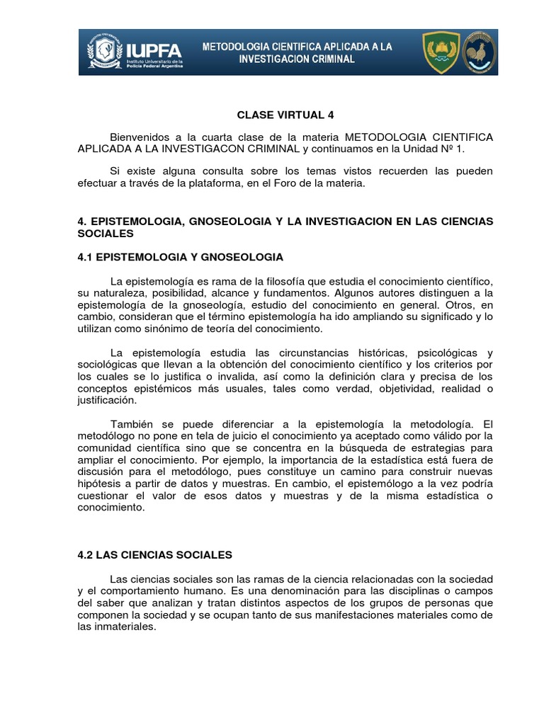 Clase 4 Metodologia Cientifica Aplicada A La Investigacion Criminal