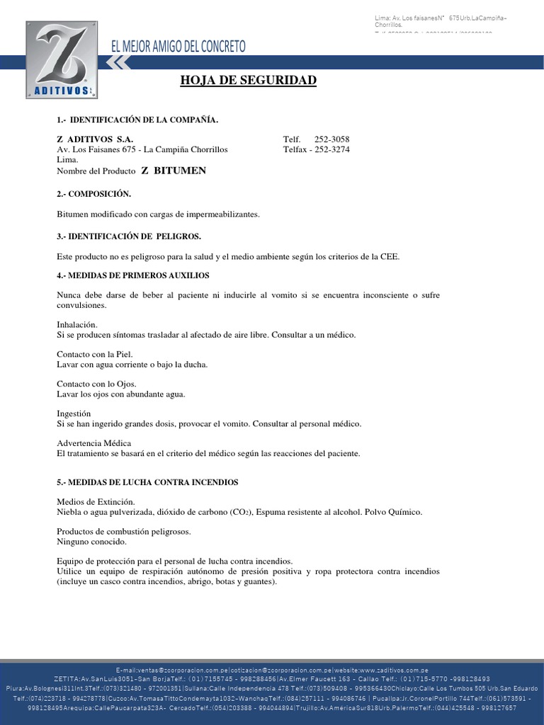 Msds - Z Bitumen | PDF | Química