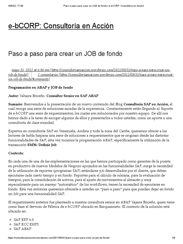Paso A Paso para Crear Un JOB de Fondo - E-bCORP - Consultoría en Acción | PDF | Ingeniería ...