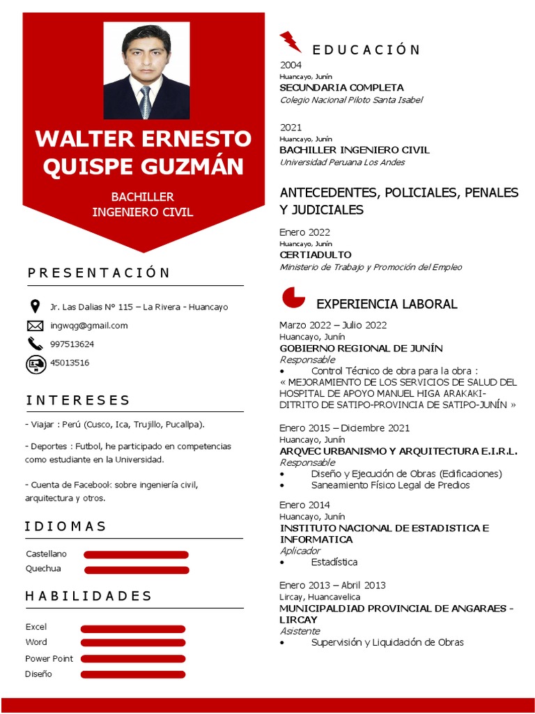 CV - Walter E. Quispe Guzman 2022 | PDF | Perú