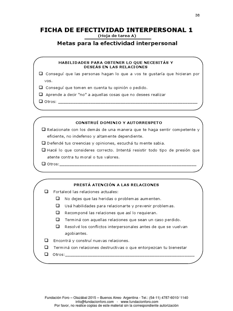 Metas y Habilidades de Efectividad Interpersonal | PDF | Las emociones ...