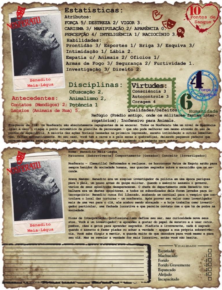 Ficha Nosferatu 02 20180716 WWW - Universorpg.com | PDF