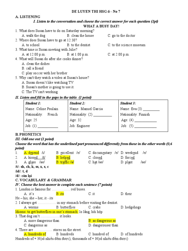 DE LUYEN THI HSG 6 (No7-10) | PDF | Bowling (Cricket) | Cricket