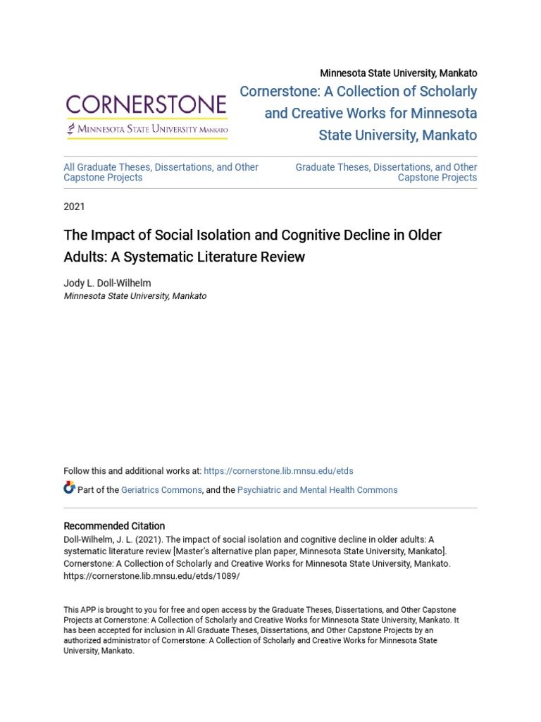 The Impact of Social Isolation and Cognitive Decline in Older Adu | PDF ...
