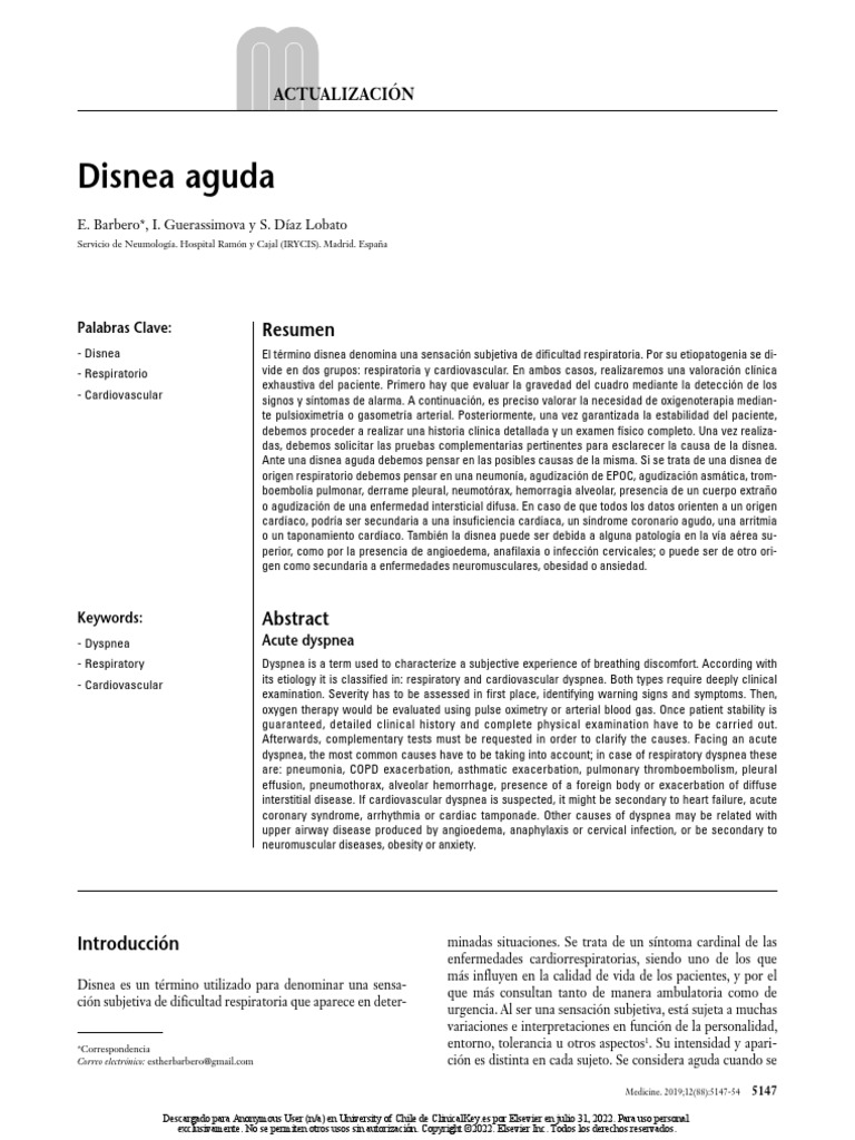 Disnea Aguda | PDF | Insuficiencia cardíaca | Sistema respiratorio Disnea Aguda | PDF | Insuficiencia cardíaca | Sistema respiratorio