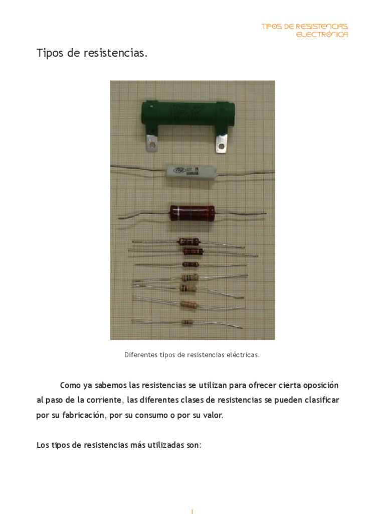 Tipos de Resistencias | PDF | Resistor | Resistencia Eléctrica y ...