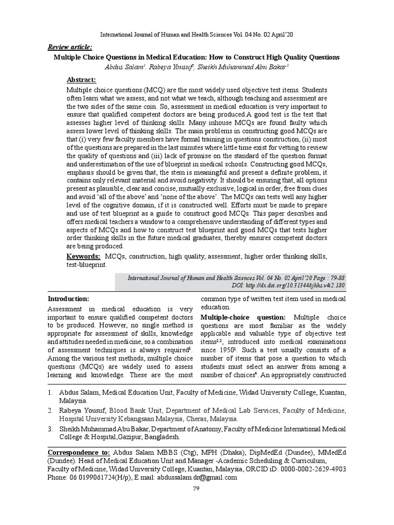 How To Construct High Quality MCQ | PDF | Multiple Choice | Test ...