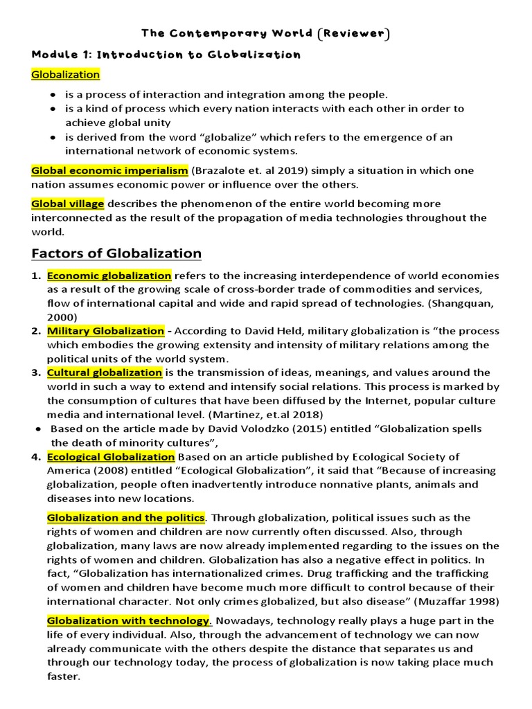 Contemporary World Reviewer Guide | PDF | Bretton Woods System ...