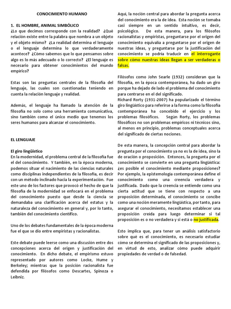 El Conocimiento Humano para Once en PDF | PDF | Conocimiento | Proposición