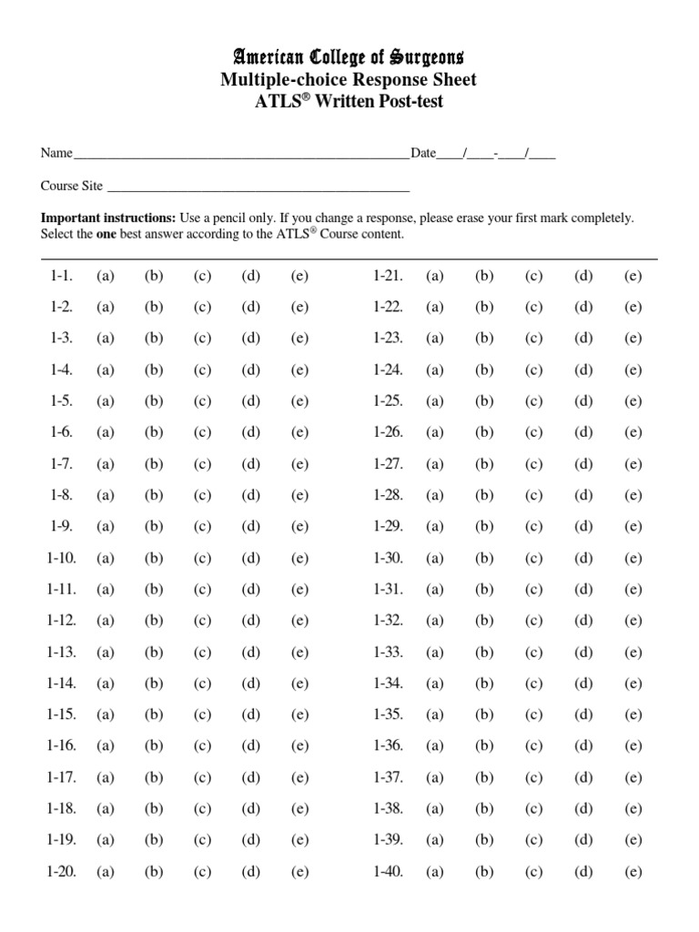 Pre And Post Test Response Sheet Pdf