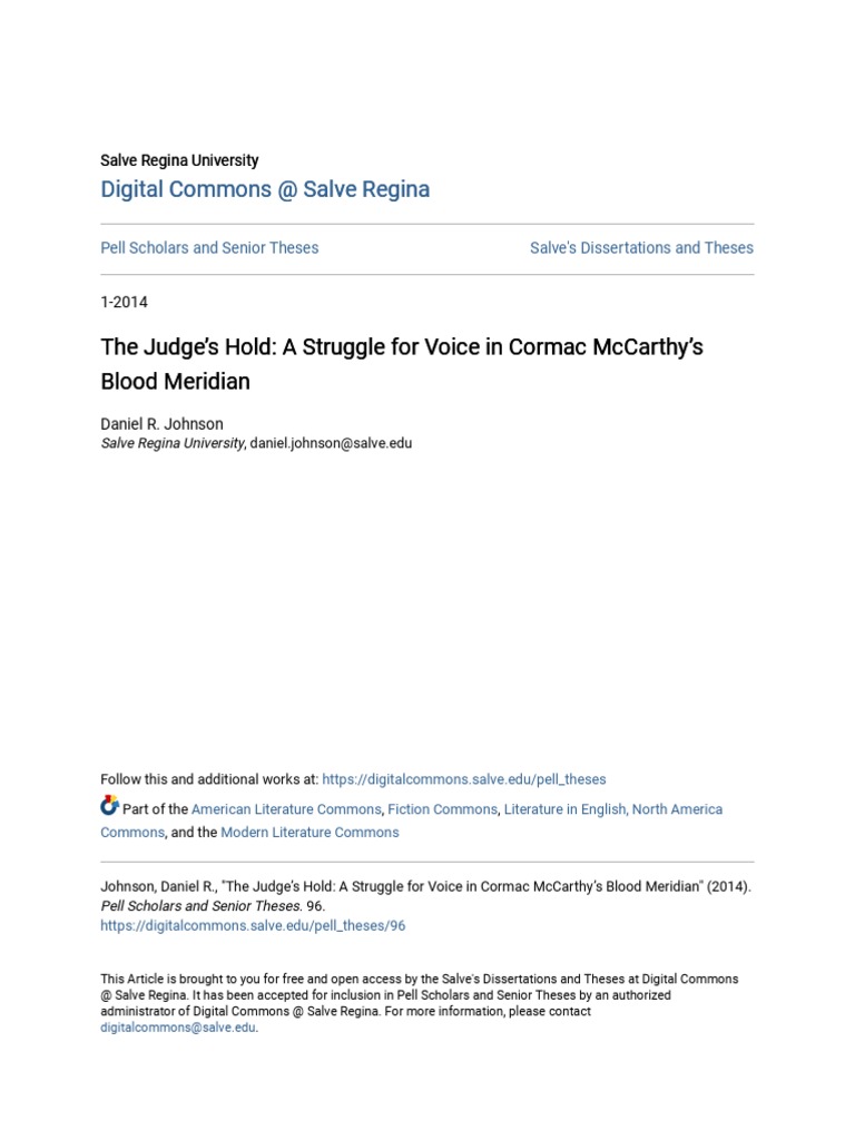 The Judge McCarthy's Blood Meridian | PDF | Narrative