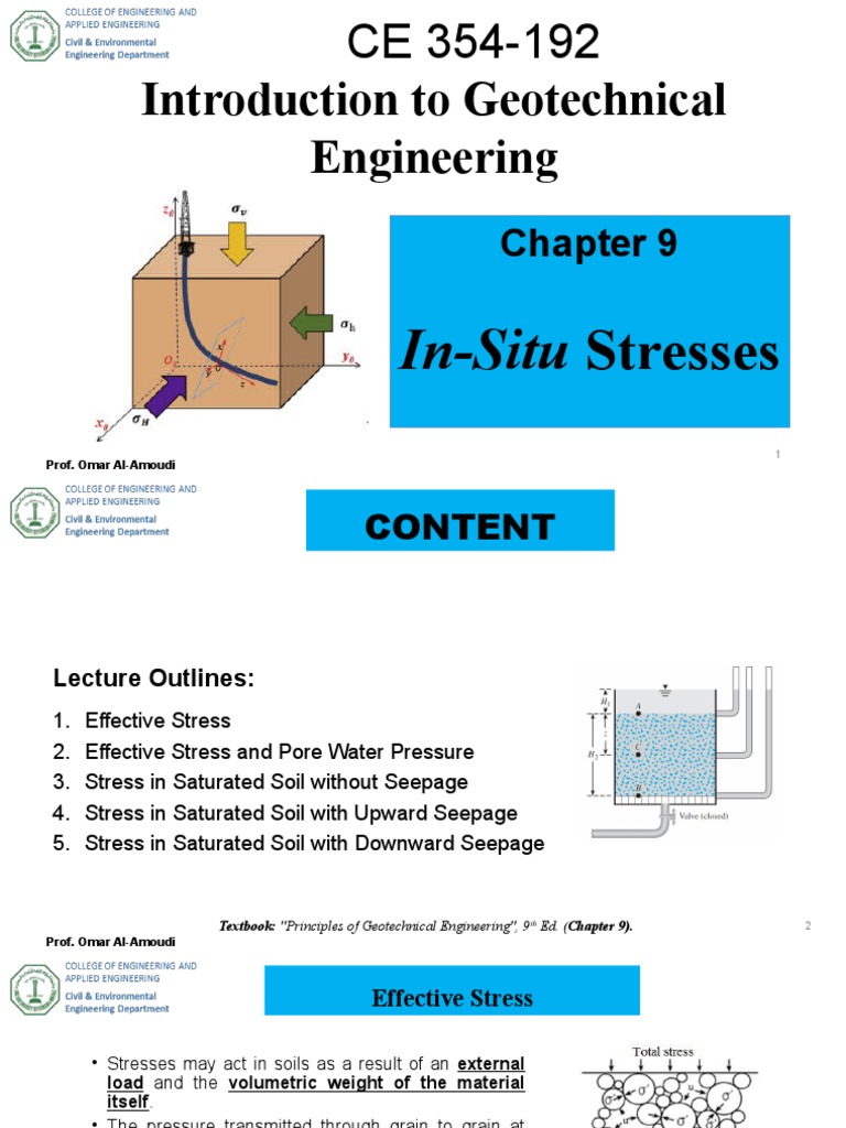 In Situ Stresses - CH 9 | PDF | Soil Mechanics | Porosity