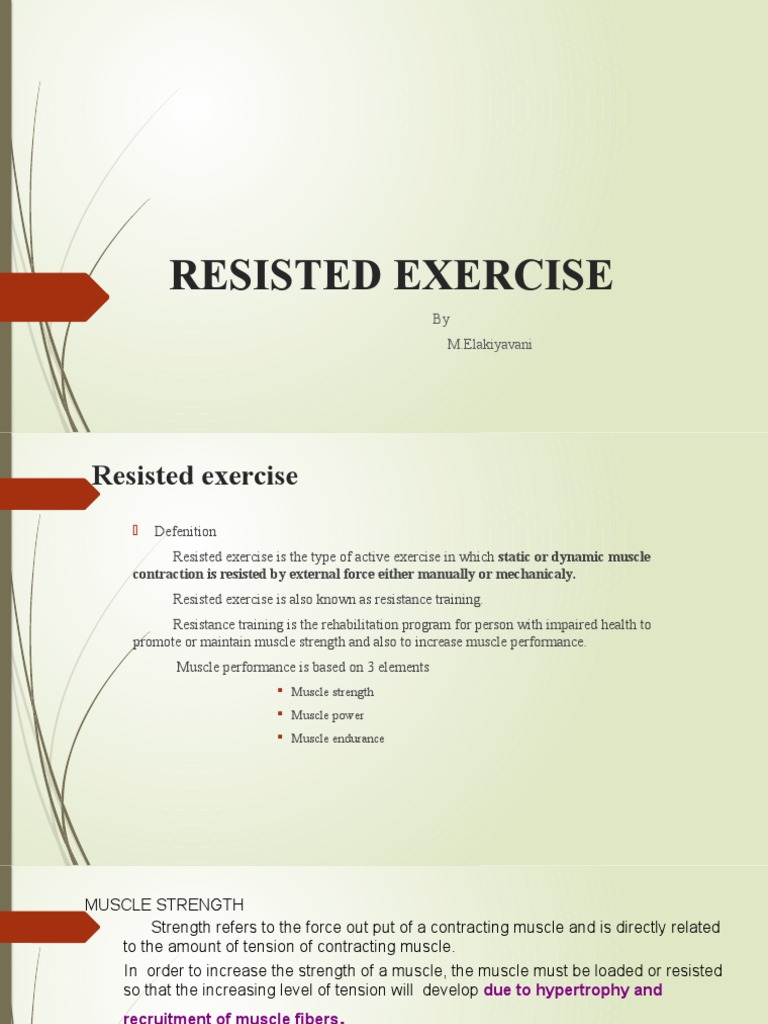 Resisted Exercise | PDF | Strength Training | Muscle Contraction