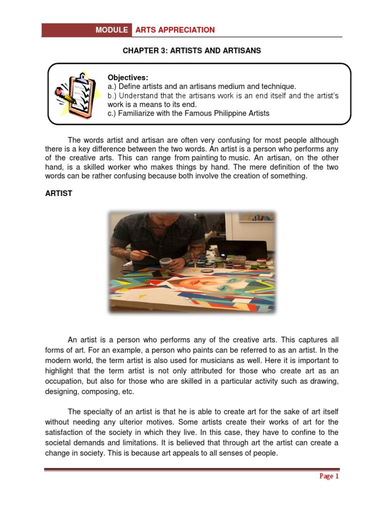 Chapter 3 Artists and Artisans | PDF | The Arts | Aesthetics