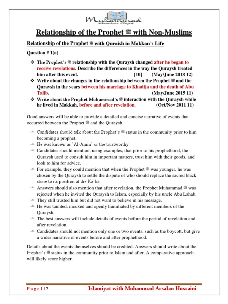 Relationship of The Prophet With Non-Muslims (MS), M.Arsalan Sajid | Download Free PDF ...
