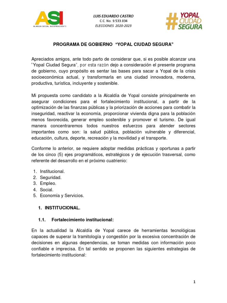 Yopal Ciudad Segura: Plan 2020-2023 | PDF | Alcantarillado | Turismo