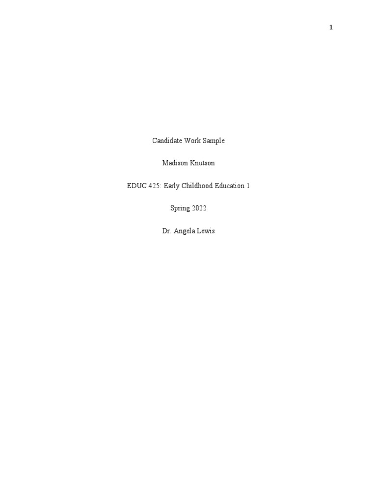 Candidate Work Sample | PDF | Teachers | Individualized Education Program