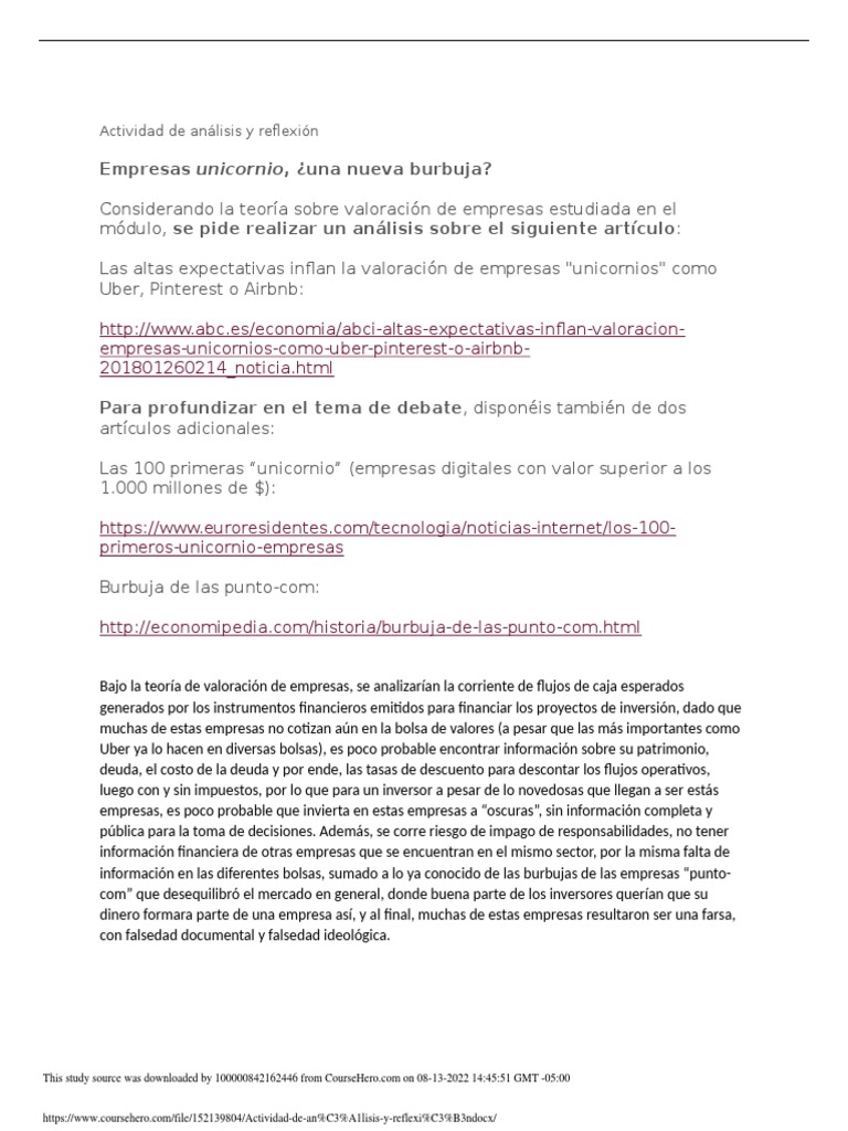 Actividad de An Lisis y Reflexi N | PDF | Compartir (Finanzas) | Bolsa de Valores