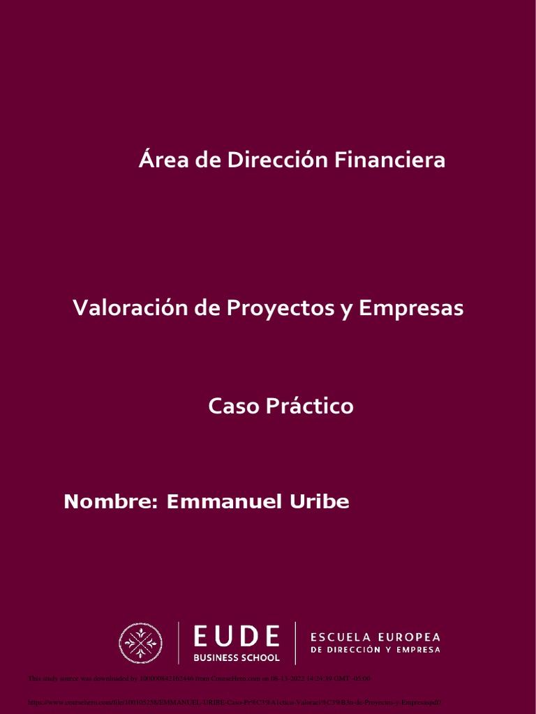 EMMANUEL URIBE Caso PR Ctico Valoraci N de Proyectos y Empresas PDF | Descargar gratis PDF ...