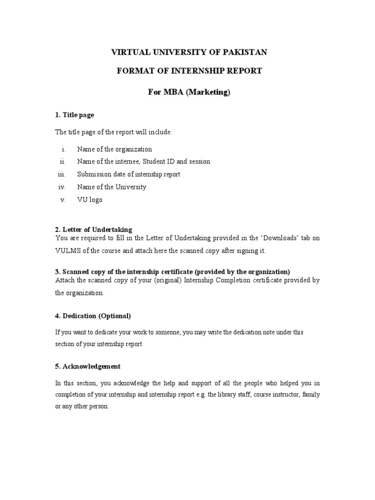 MBA-Internship Report Format Updated | PDF | Organizational Structure ...