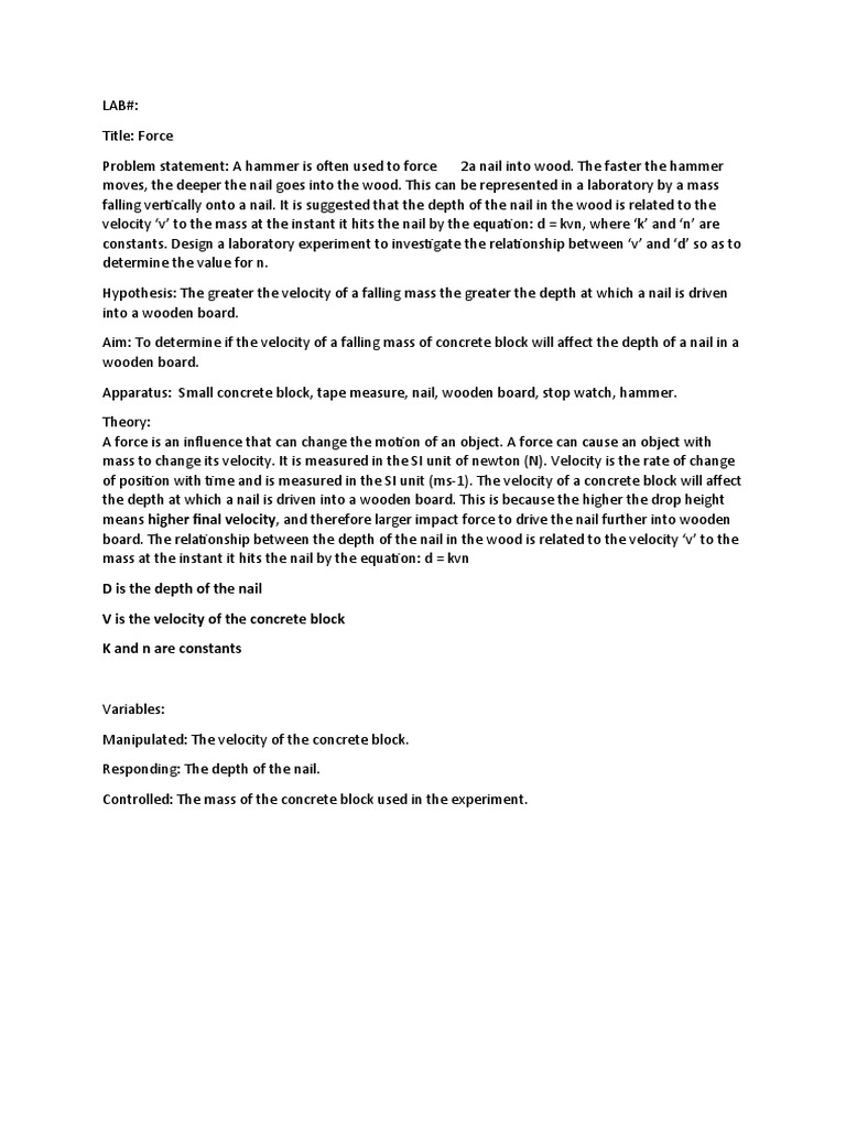 LAB Physics P and D | PDF | Mass | Force