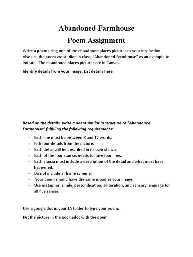 Abandoned Farmhouse Poem Assn | PDF | Language Arts & Discipline | Poetry