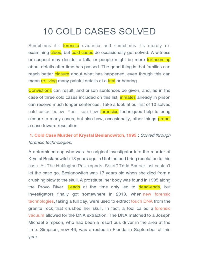 CRIMES - Cold Case Murder of Krystal Beslanowitch, 1995 | PDF | Cold ...