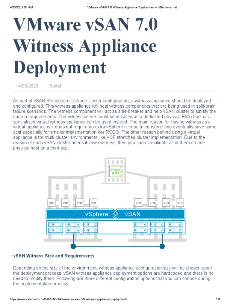VMware vSAN 7.0 Witness Appliance Deployment | PDF | Information Age ...