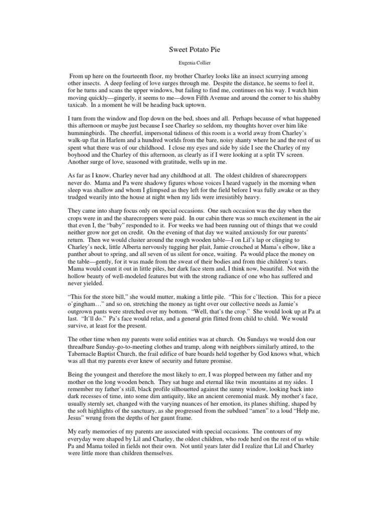 Sweet Potato Pie: A Family's Journey | PDF | Poetry | General Fiction