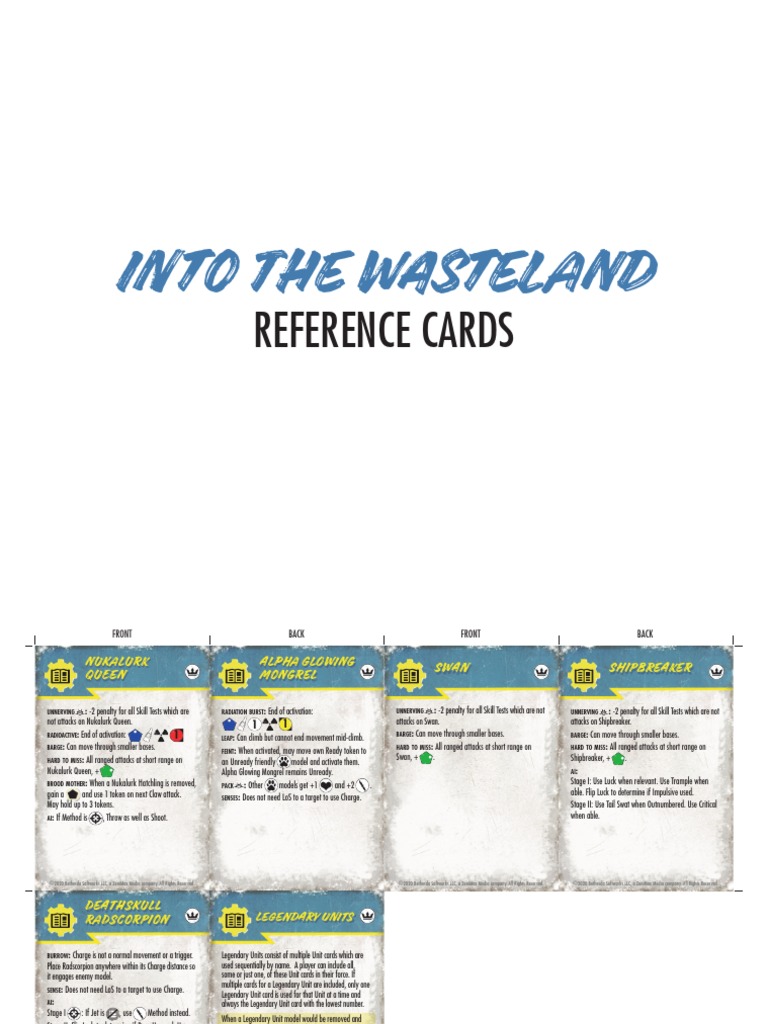 Into The Wasteland Reference Cards | PDF