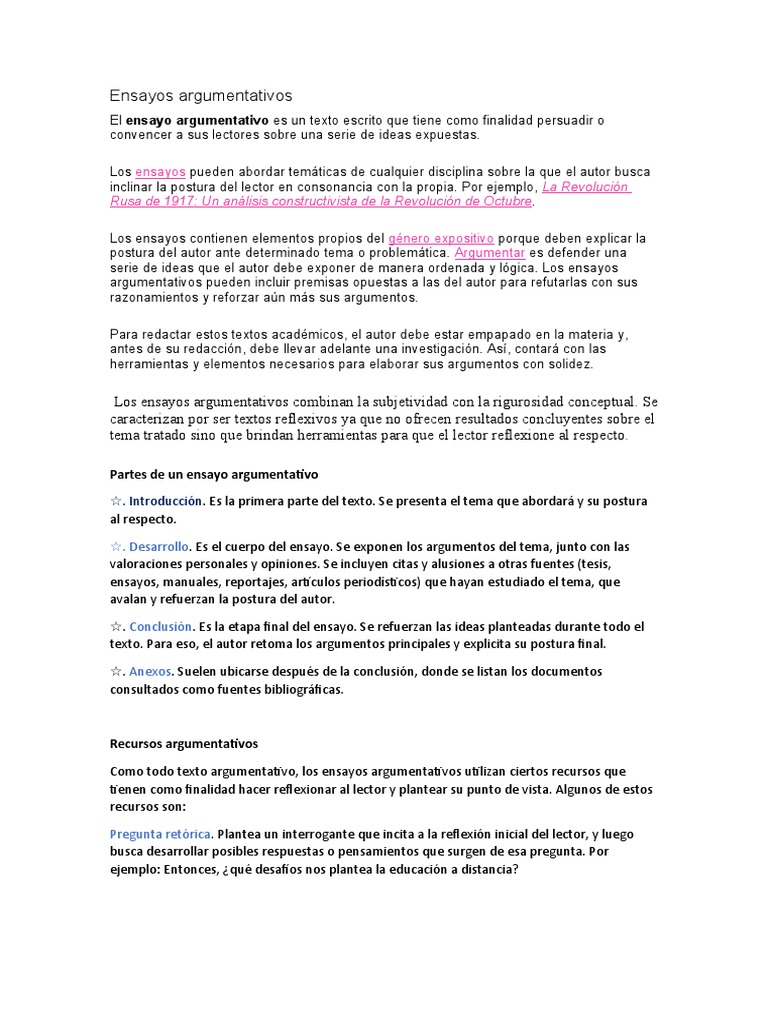 Ensayo Argumentativo | PDF | Ensayos