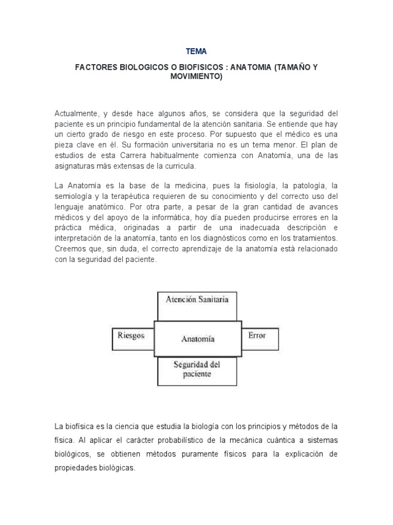 Factores Biologicos o Biofisicos Anatomia (Tamaño y Movimiento) | PDF ...