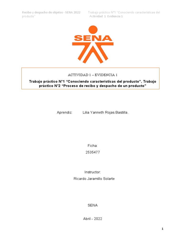 Activ 1 Eviden 1 Conociendo Características Del Producto | PDF | Almacén