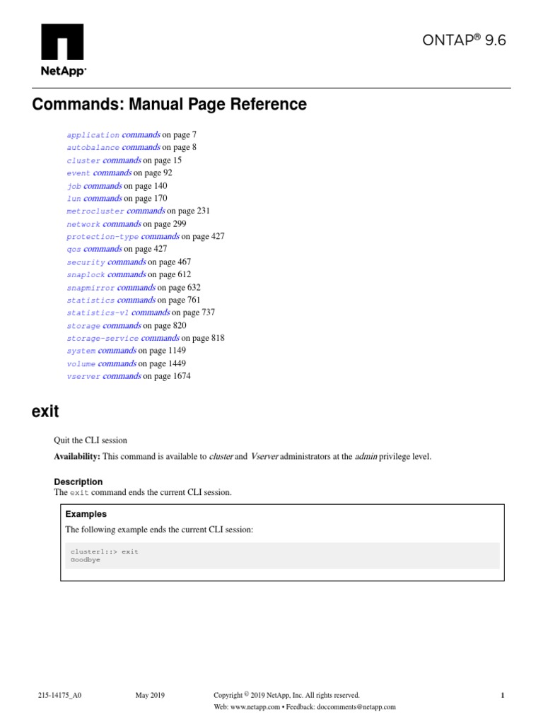 Ontap 9 Commands Manual Page Reference Pdf Byte Computer Cluster 