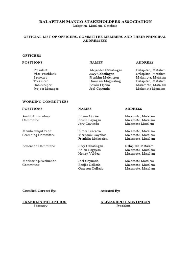 Dalapitan Mango Stakeholders Association | PDF | Justice | Crime & Violence