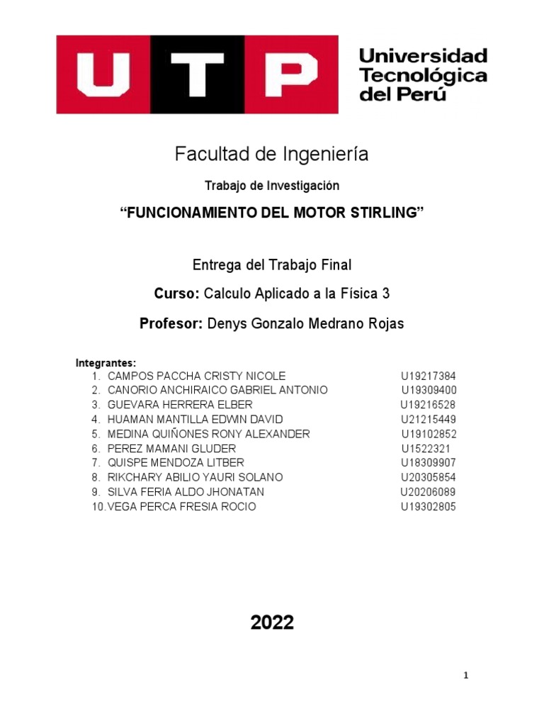 Proyecto Final Caf 3 Grop. 5 | PDF | Motor de combustión interna | Termodinámica