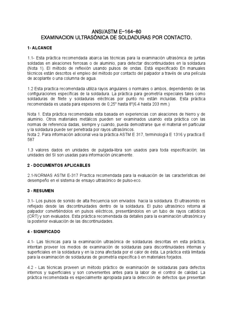 Astm e 164 Rev 2005 | PDF | Ultrasonido | Olas