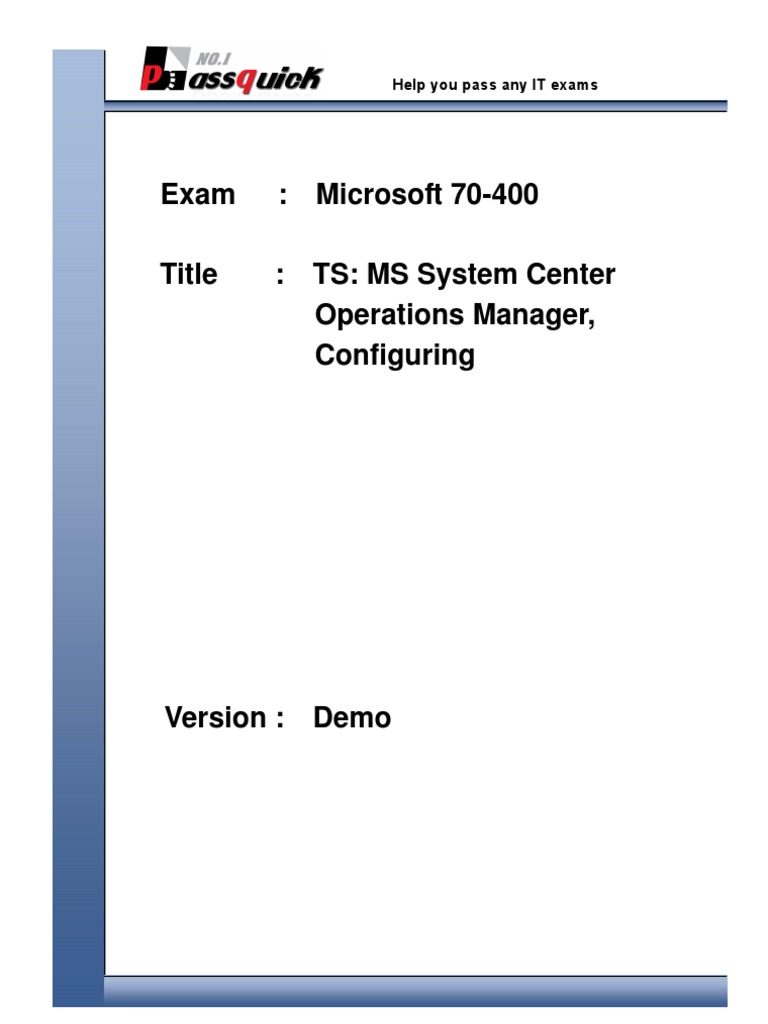 Exam: Microsoft 70-400: Help You Pass Any IT Exams | PDF | Active ...