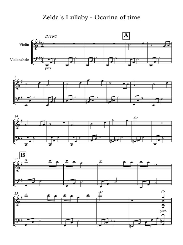 Zelda S Lullaby - Ocarina of Time - Dúo | PDF