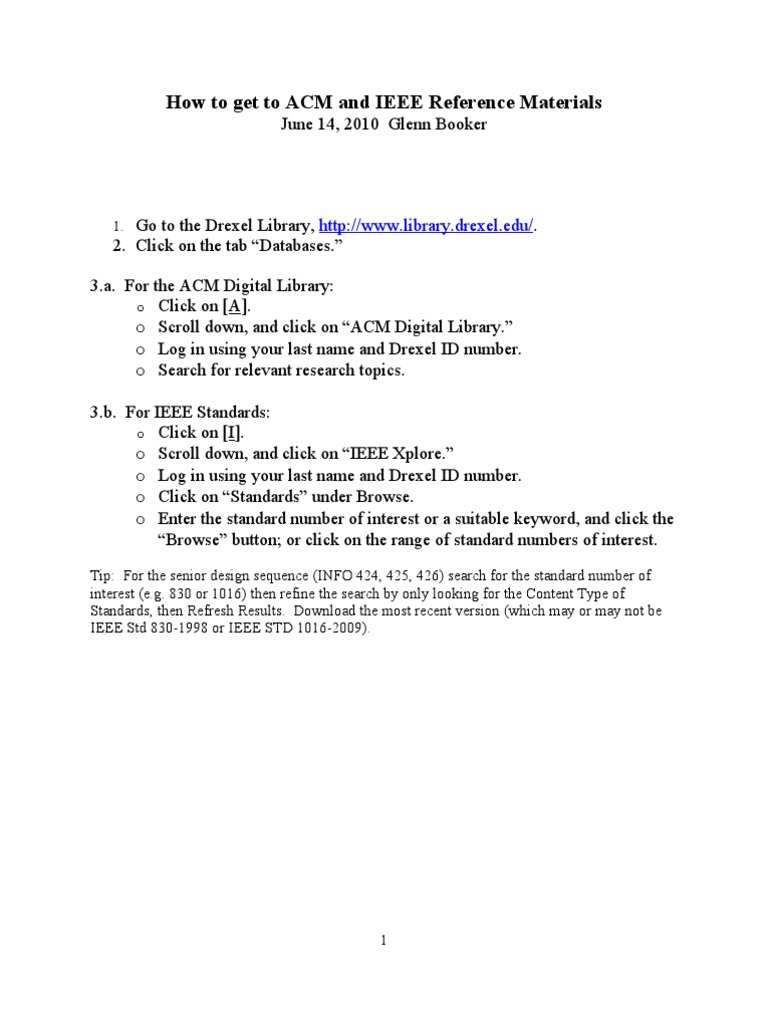 A Guide to Accessing Key IEEE and ACM Digital Reference Materials for ...