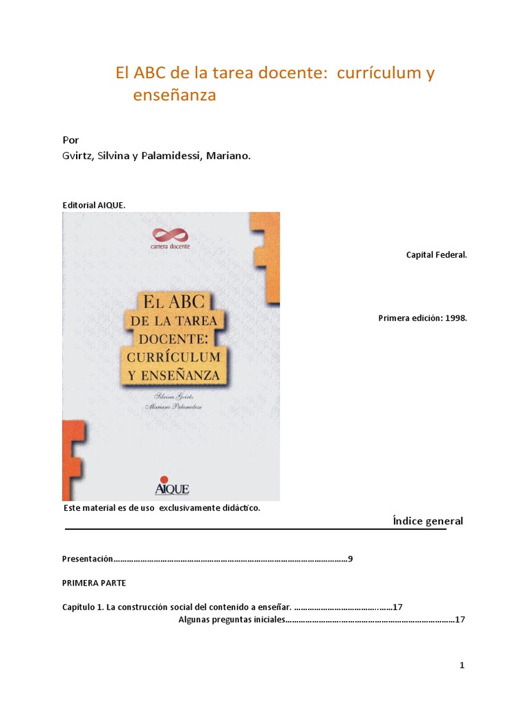 06 - GVIRTZ S PALAMIDESSI M ABC Cap 5 Ensenanza | PDF | Método de enseñanza | Plan de estudios