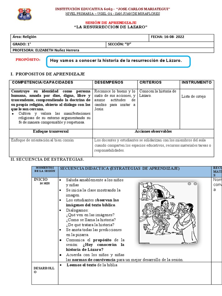 Martes16 - 08-22 Resurreccion de Lazaro | PDF | Jesús | Aprendizaje