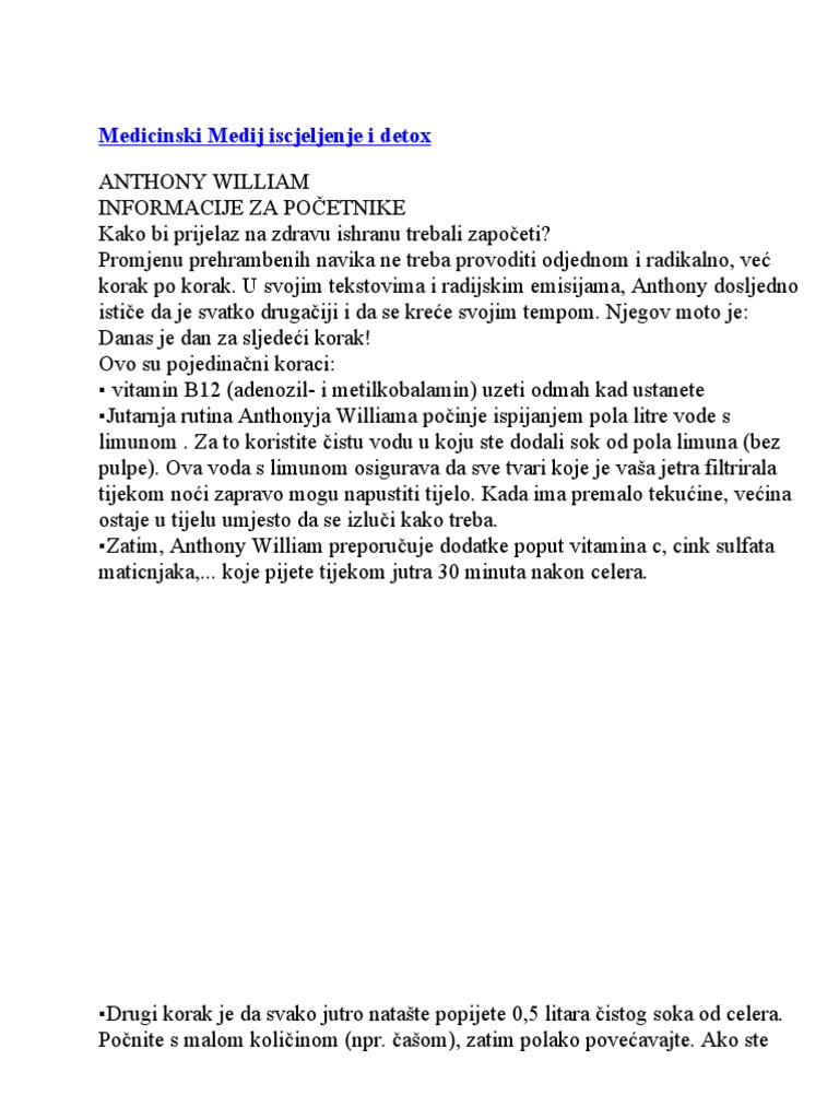 Medicinski Medij Iscjeljenje I Detox AW POCETNIK | PDF