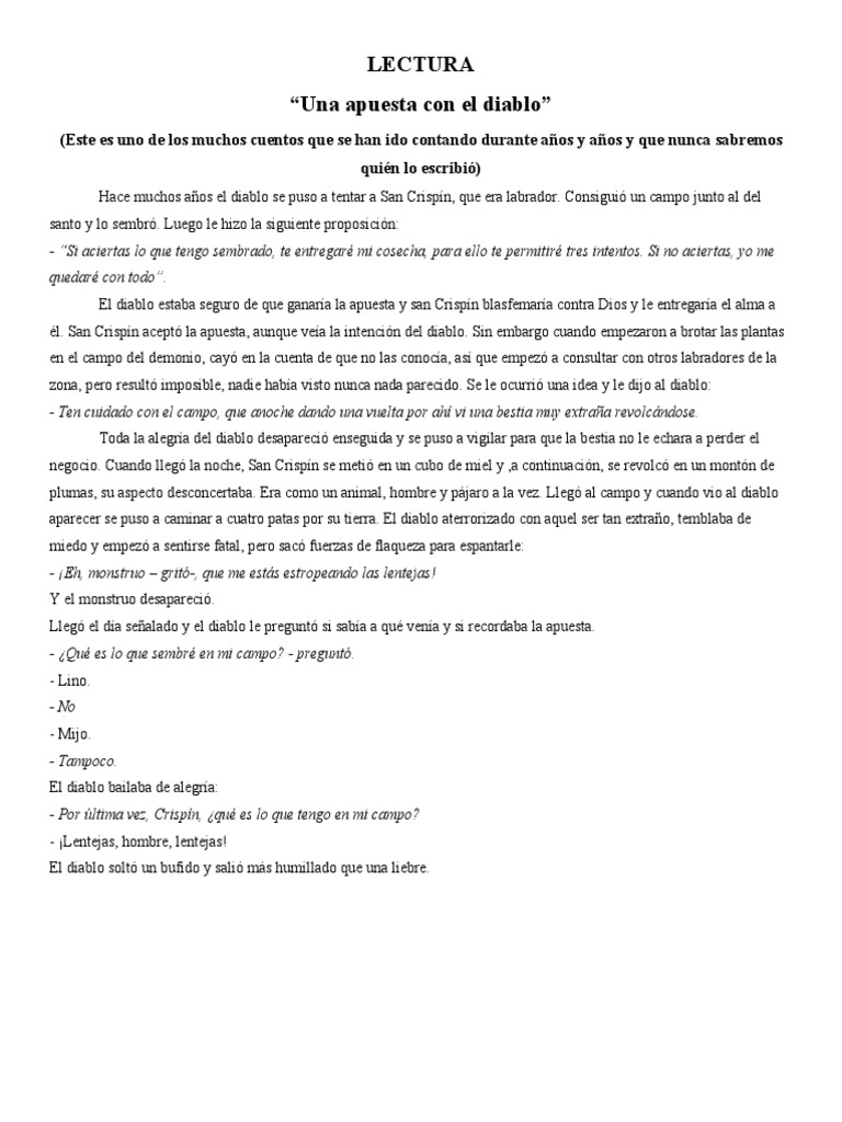 Una Apuesta Con El Diablo | PDF | Diablo