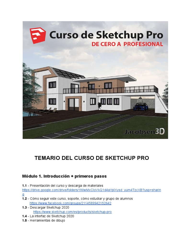Temario Del Curso de Sketchup Pro | PDF | Ciencias de la Computación ...