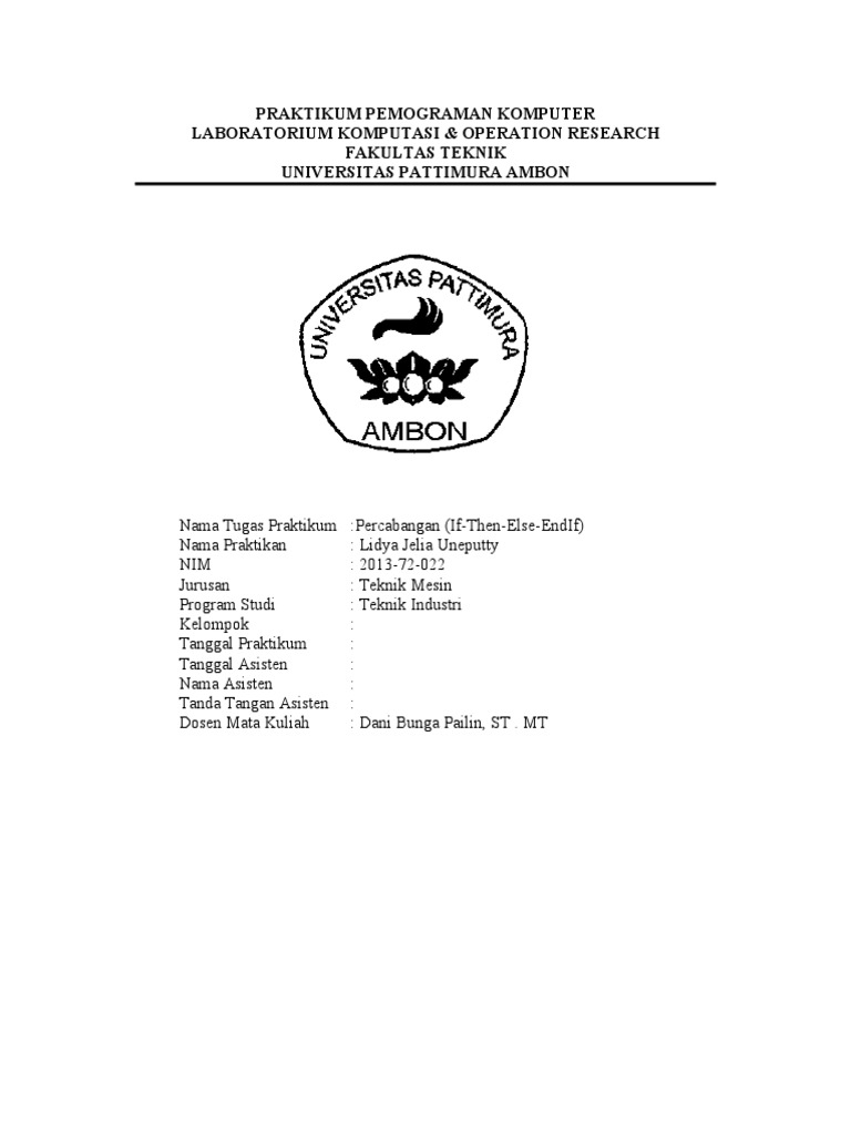 Laporan Praktikum Visual Basic | PDF Laporan Praktikum Visual Basic | PDF